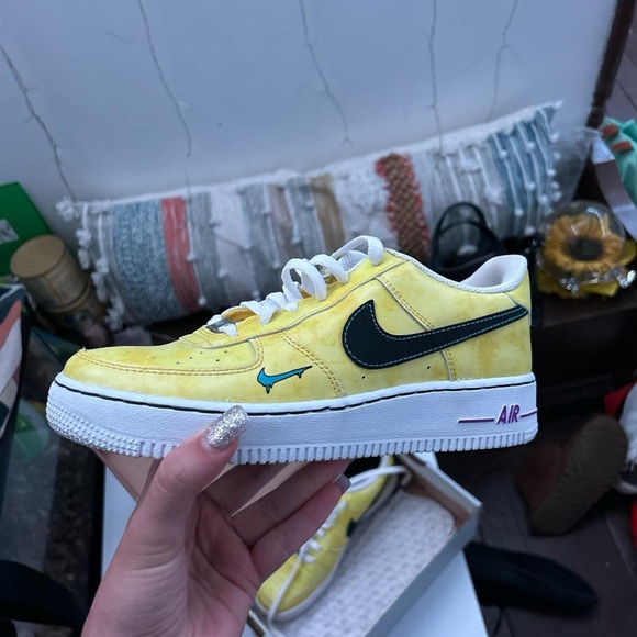 Nike | Shoes | Yellow Air Force S Peace And Love Design | Poshmark